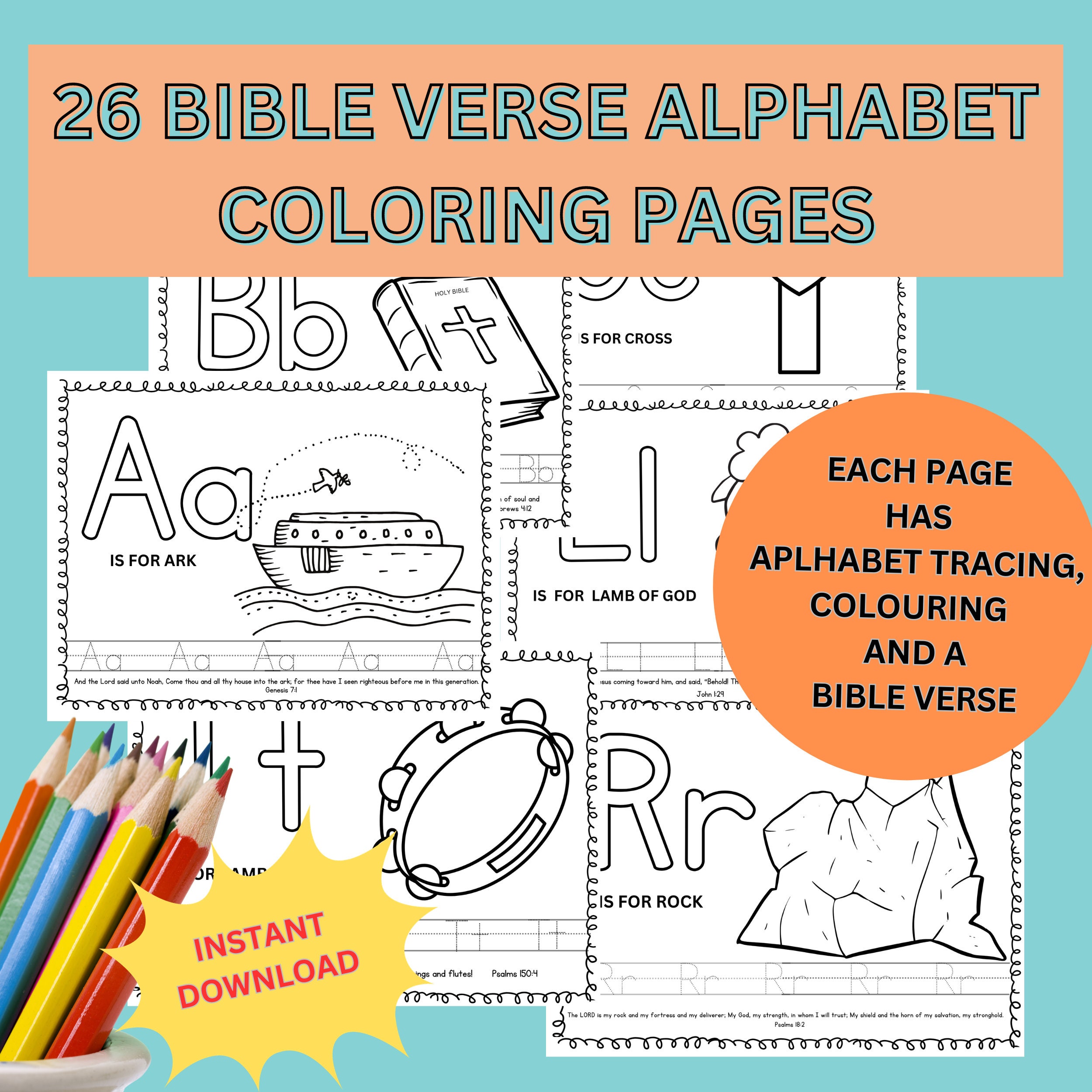 Christian Alphabet Coloring Pages [2025]