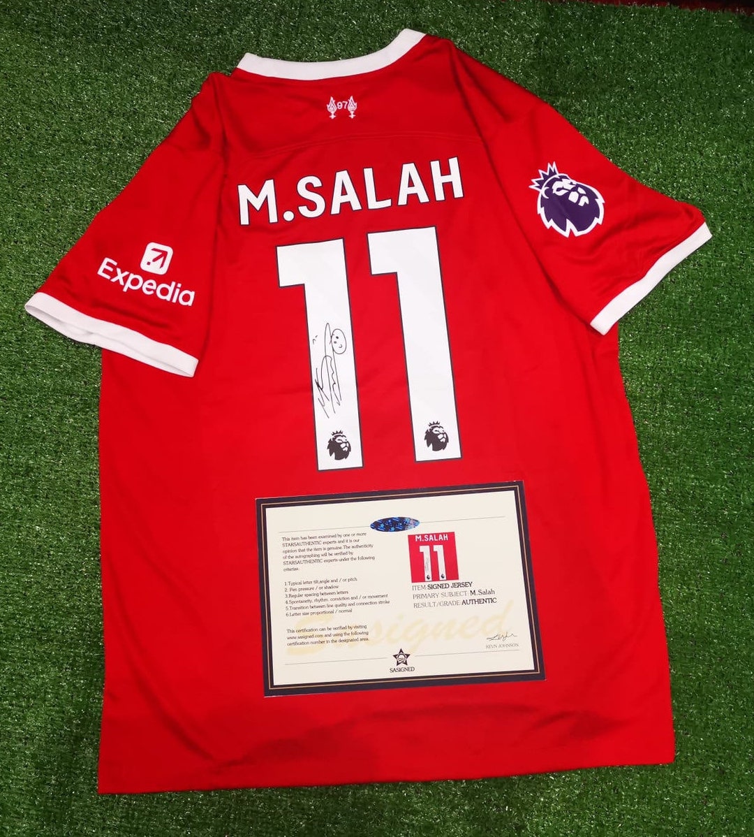 Mo Salah SIGNED Liverpool Home Signature Shirt/jersey Short Sleeves COA ...