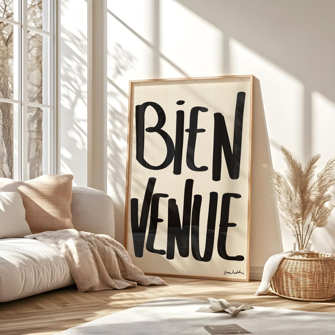 Bienvenue Print: French Welcome Sign, Minimalist Typography - Etsy