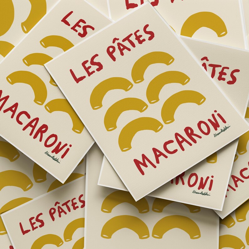 Macaroni Pasta Art Print: Italian Kitchen Foodie Decor - Etsy