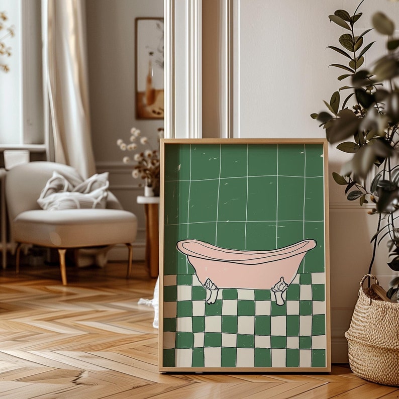 Bath Print, Bath Style Art, Bath Illustration, Bathroom Wall Art ...