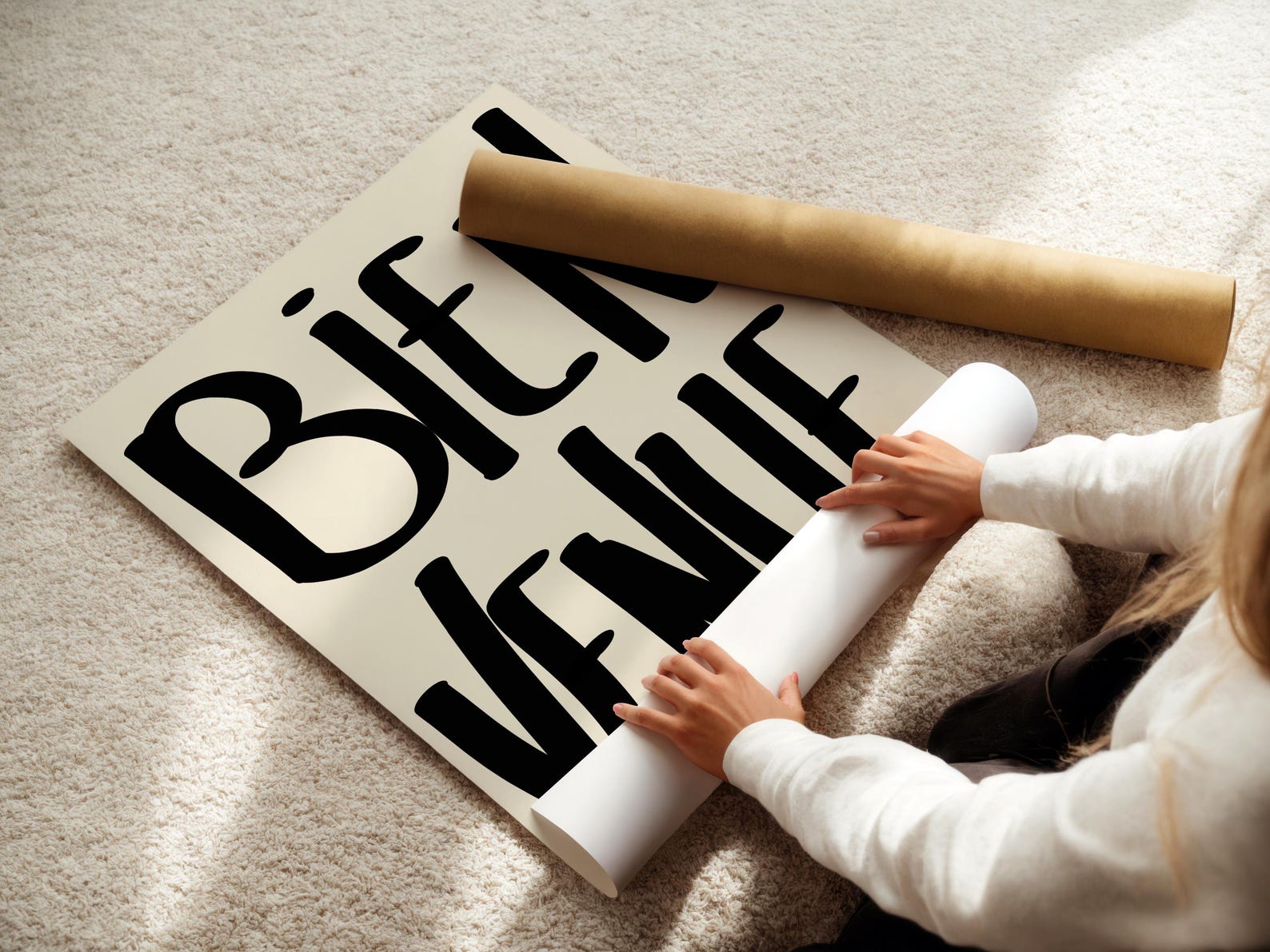 Bienvenue Print: French Welcome Sign, Minimalist Typography - Etsy