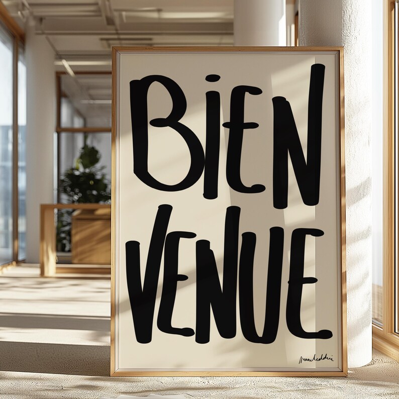 Bienvenue Print: French Welcome Sign, Minimalist Typography - Etsy