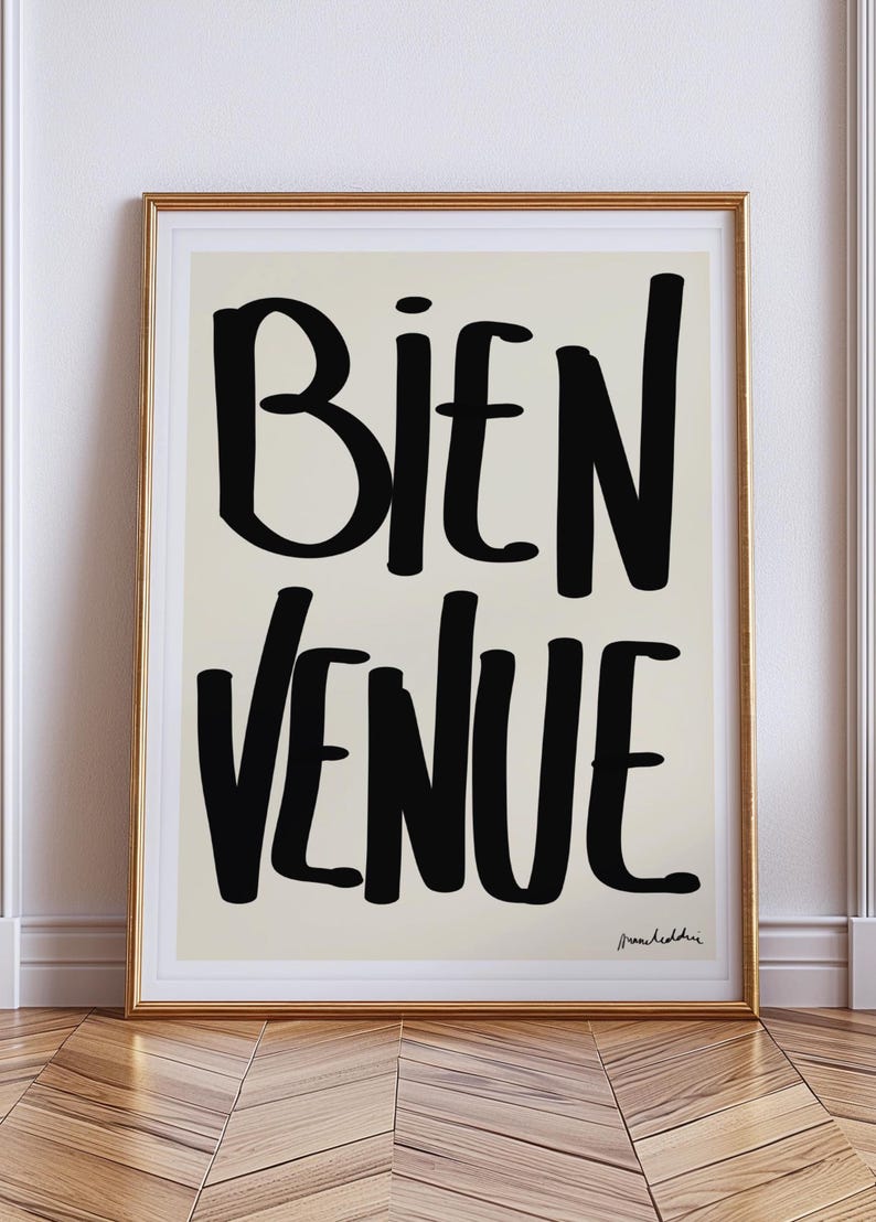 Bienvenue Print: French Welcome Sign, Minimalist Typography - Etsy