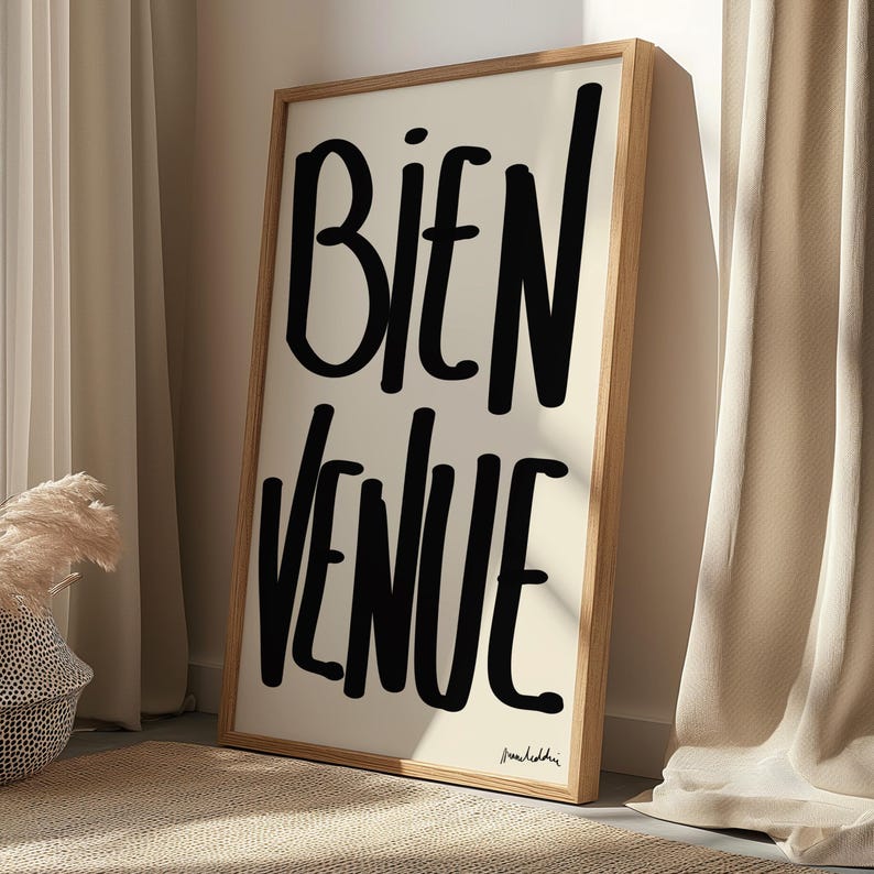 Bienvenue Print: French Welcome Sign, Minimalist Typography - Etsy