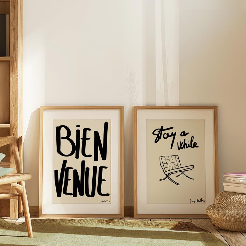 Bienvenue Print: French Welcome Sign, Minimalist Typography - Etsy