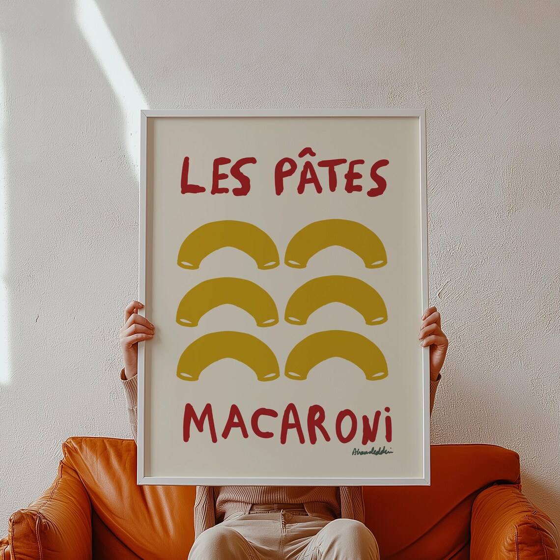 Macaroni Pasta Art Print: Italian Kitchen Foodie Decor - Etsy