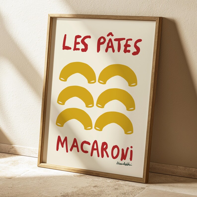Macaroni Pasta Art Print: Italian Kitchen Foodie Decor - Etsy