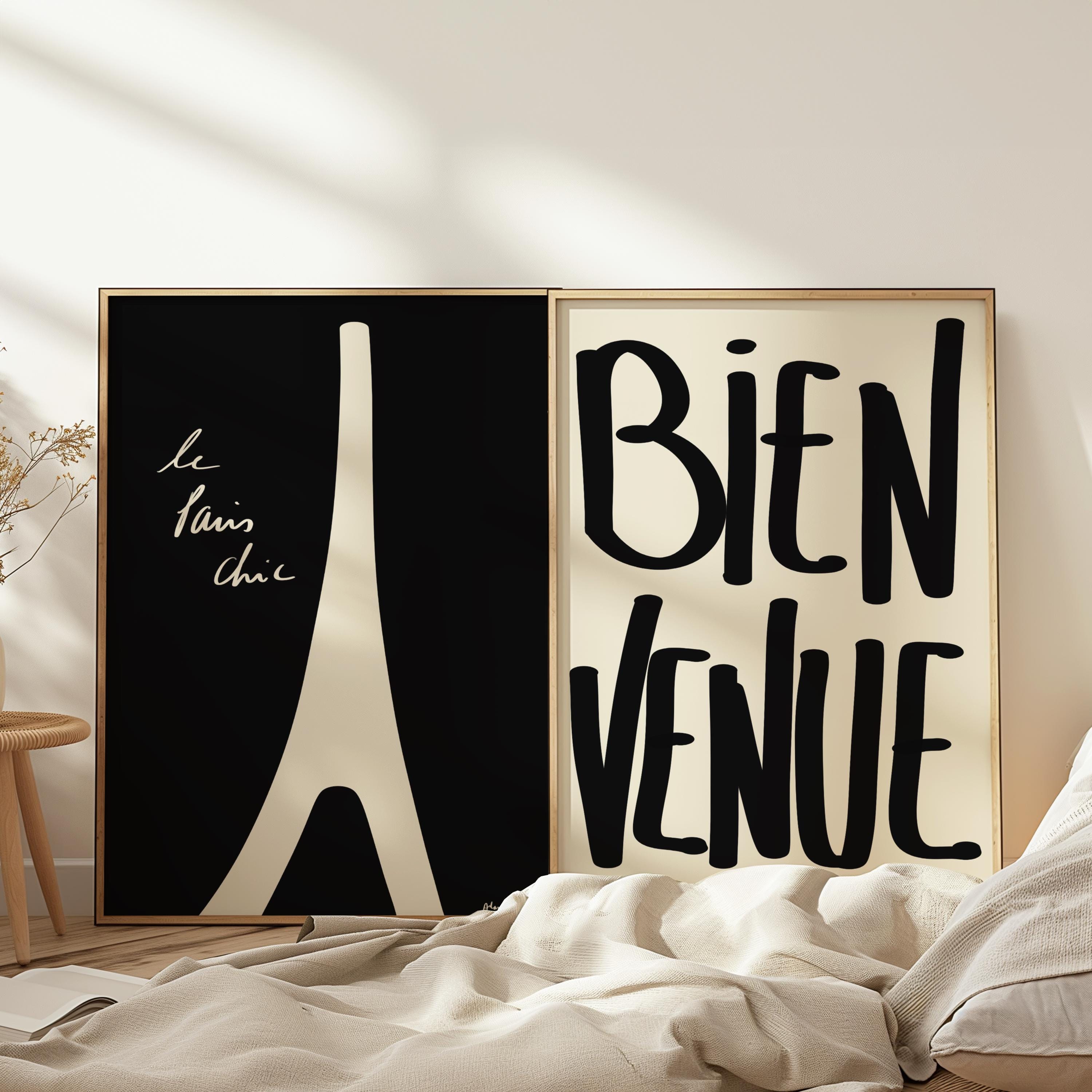Bienvenue Print: French Welcome Sign, Minimalist Typography - Etsy