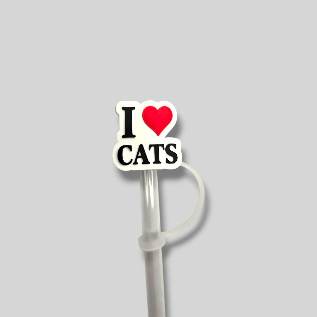 I Love Cats Straw Topper 8mm - Etsy