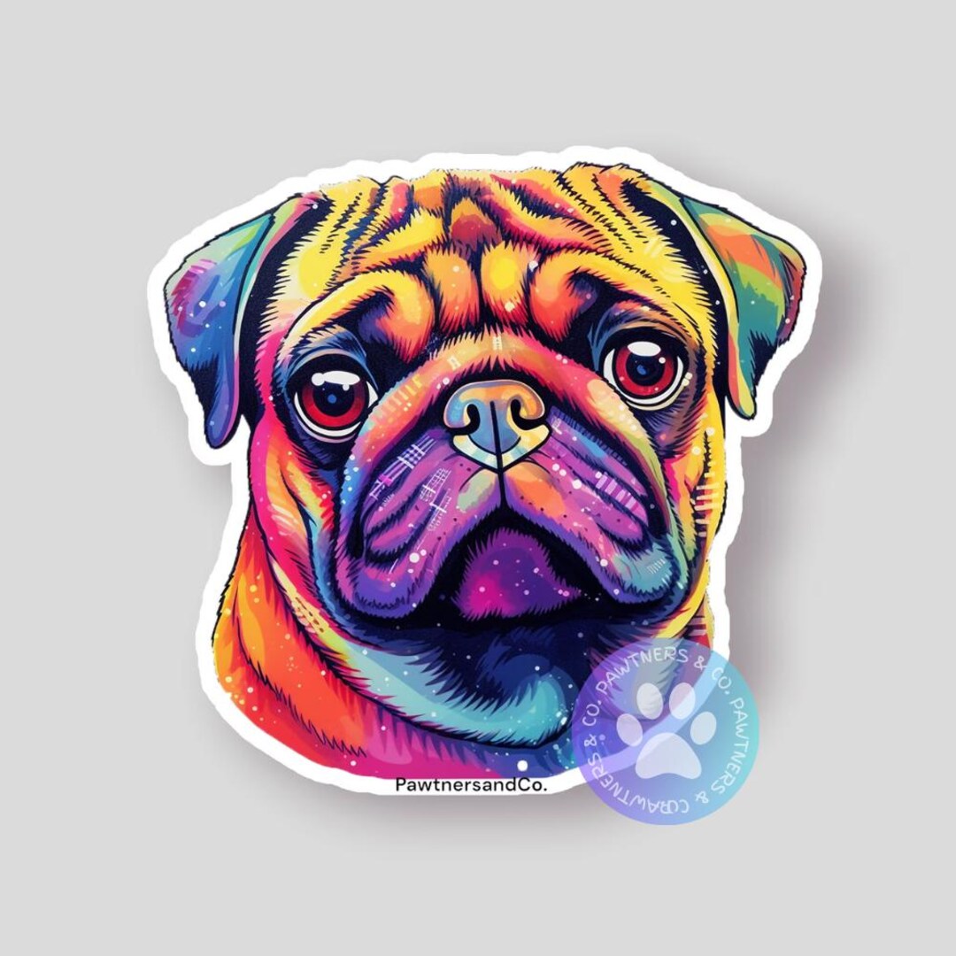 Pug Sticker, Sticker Gift, Cute Stickers, Animal Decals, MacBook Decal ...