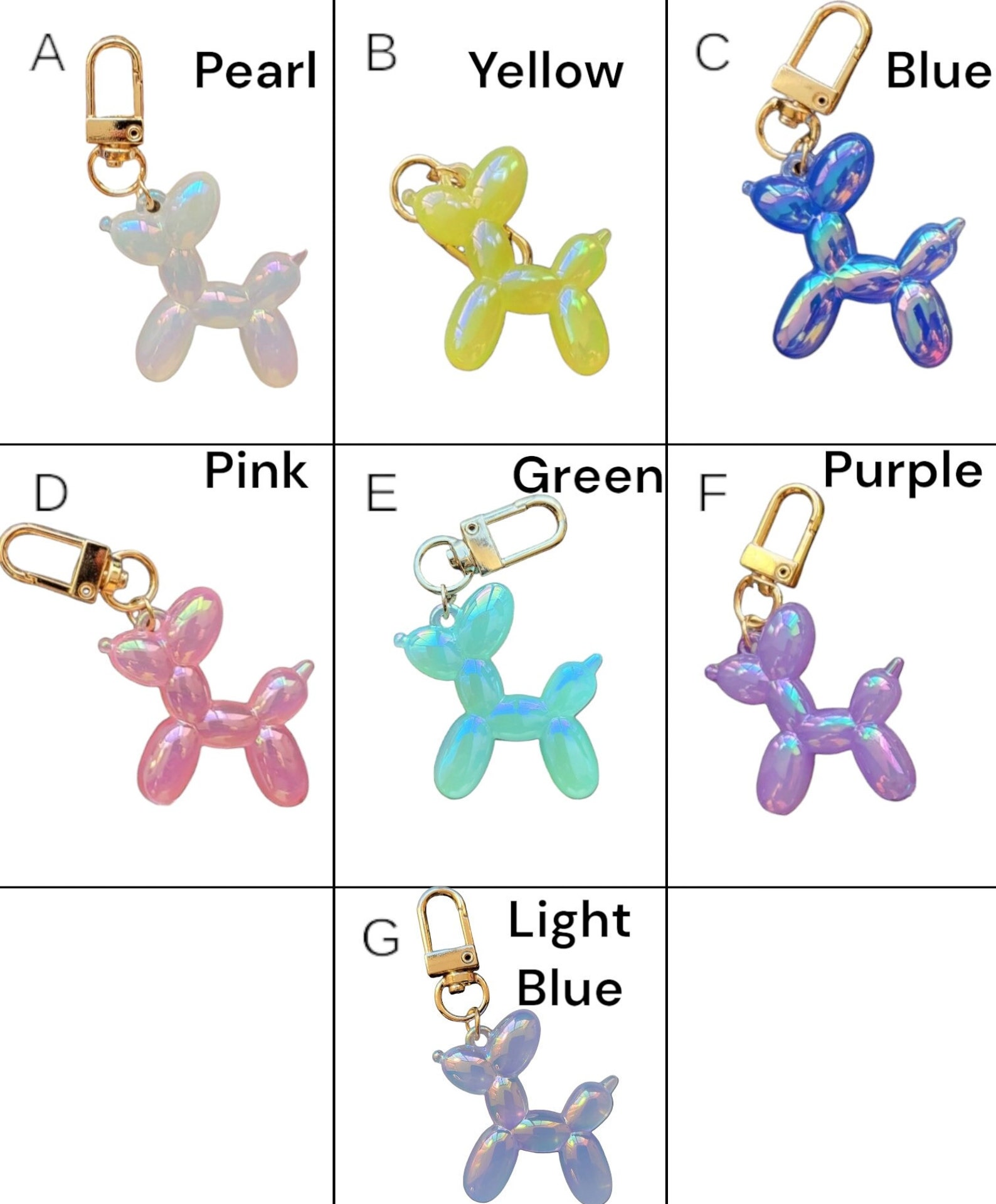 Fluorescent Balloon Dog Keychain | Cute Keychain Charm | Kawaii Bag ...