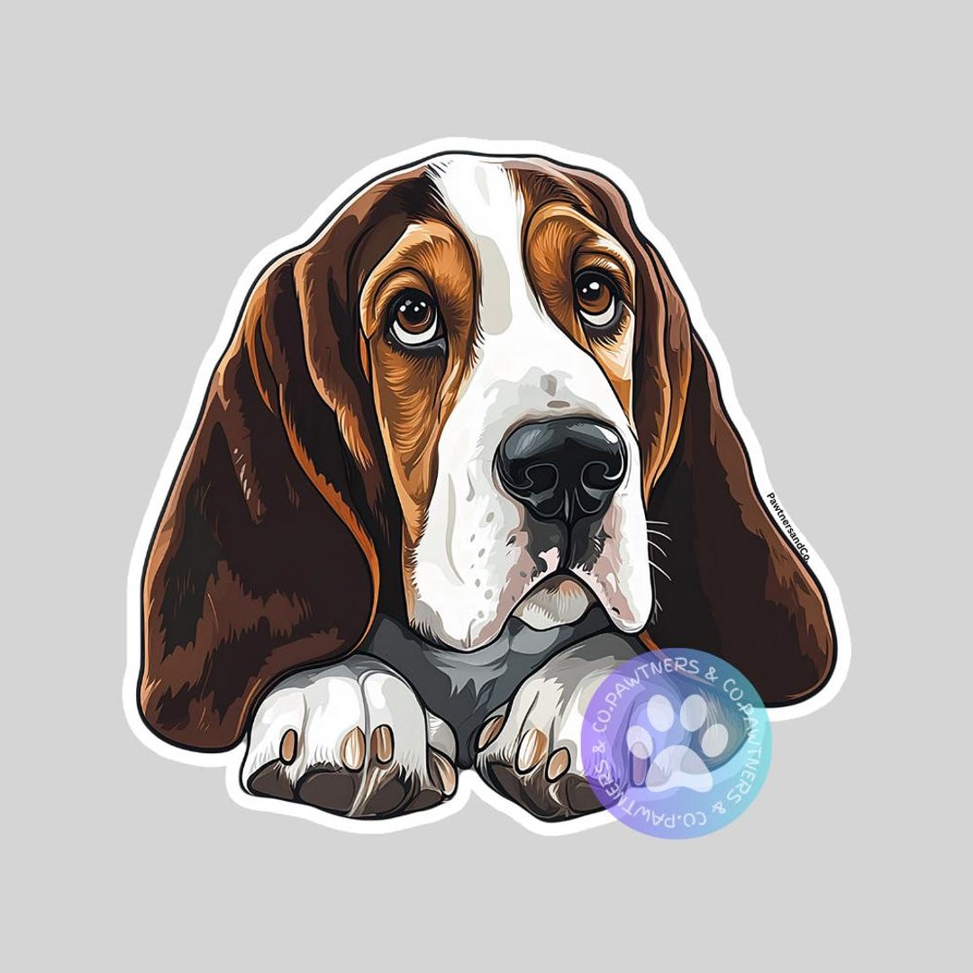 Basset Hound Sticker, Sticker Gift, Cute Stickers, Animal Decals ...