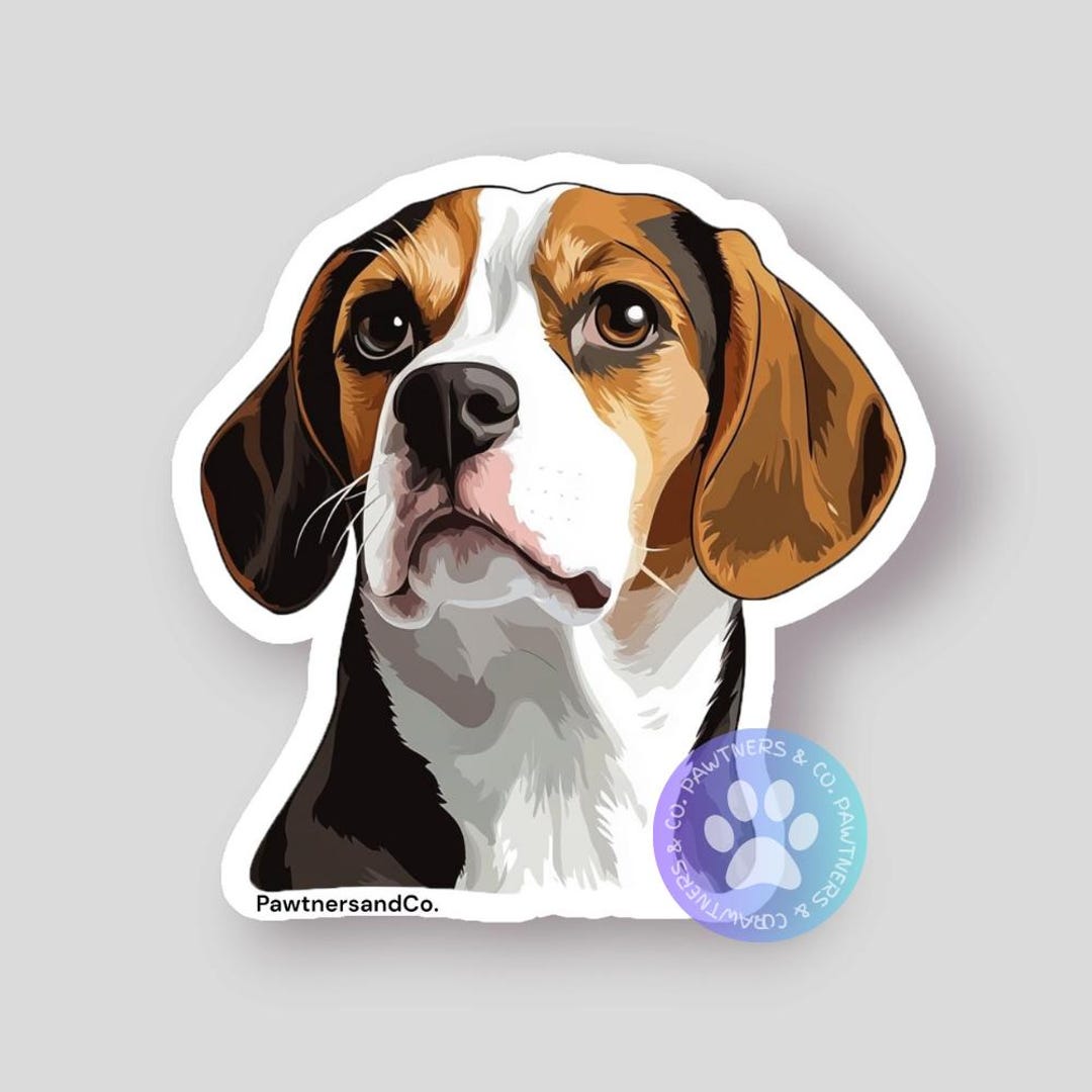 Glossy Cute Beagle Sticker, Sticker Gift, Cute Stickers, Animal Decals ...