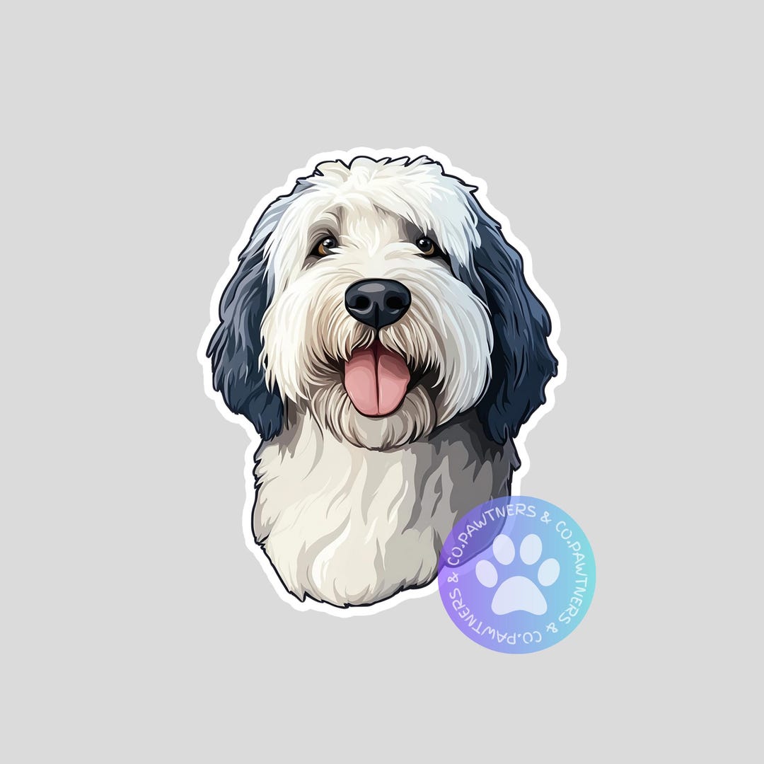 Old English Sheepdog Sticker, Sticker Gift, Cute Stickers, Animal ...