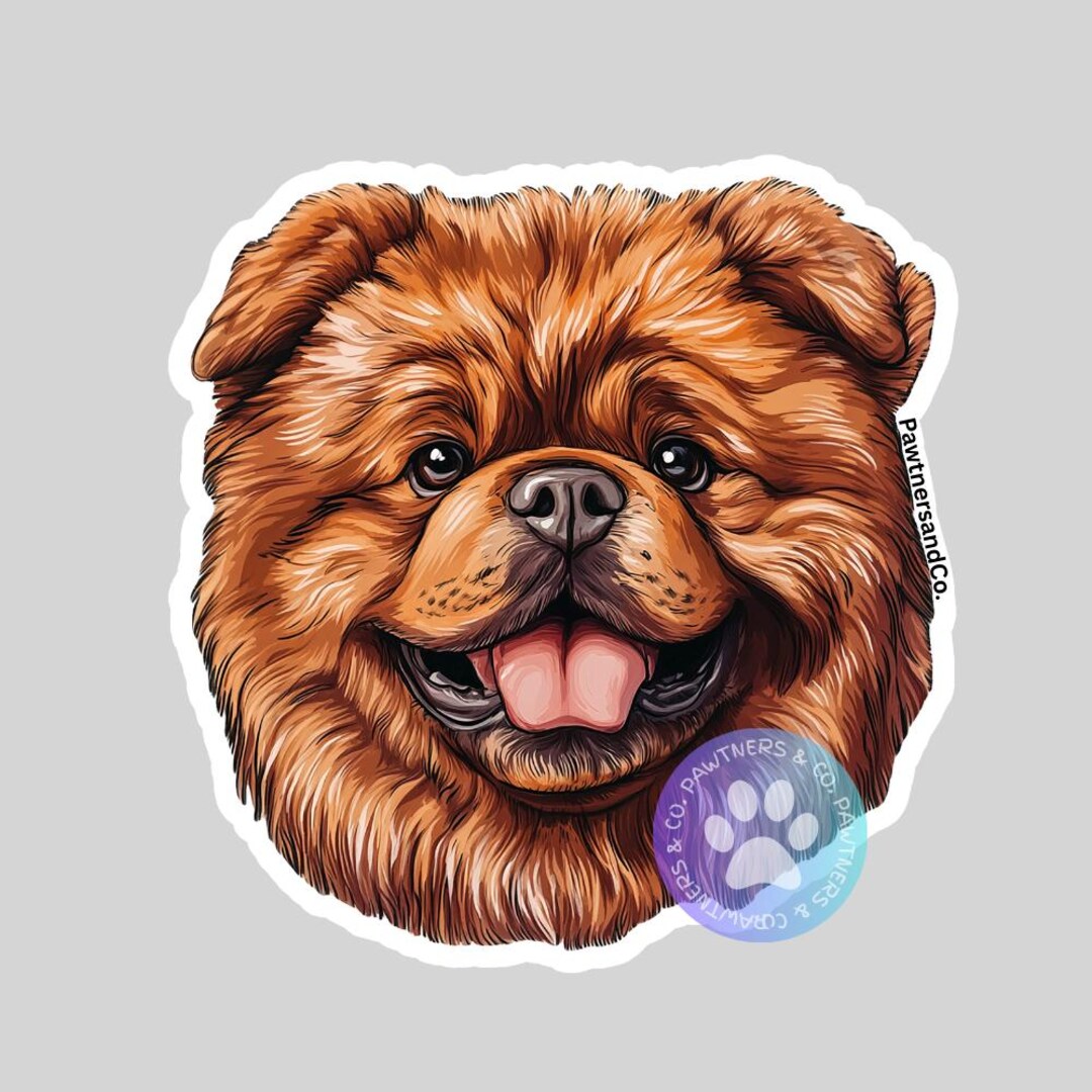 Glossy Chow Chow Sticker, Sticker Gift, Cute Stickers, Animal Decals ...