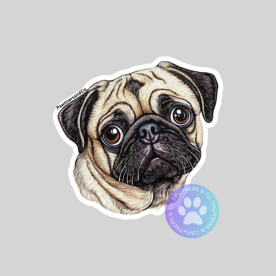 Pug Sticker, Sticker Gift, Cute Stickers, Animal Decals, MacBook Decal ...