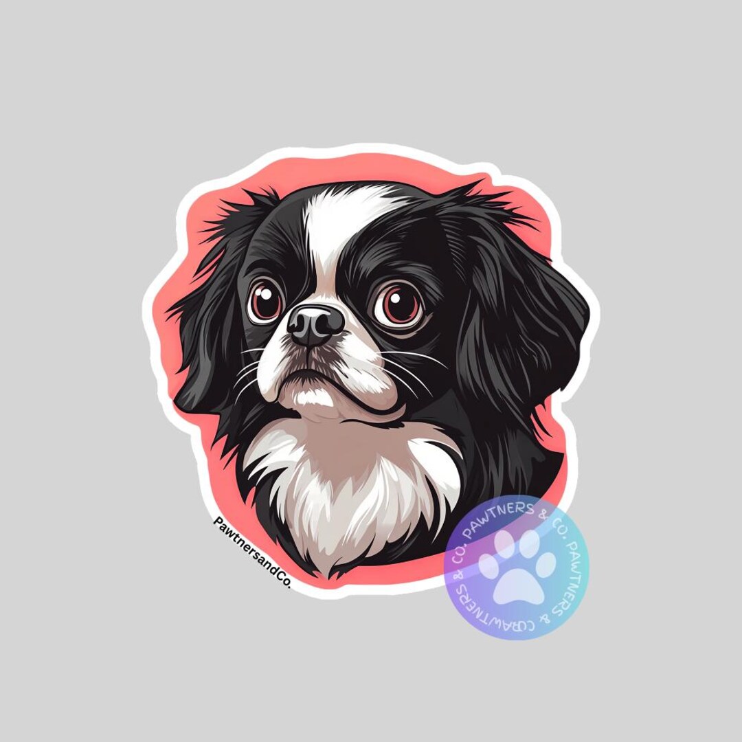 Japanese Chin Sticker, Sticker Gift, Cute Stickers, Animal Decals ...