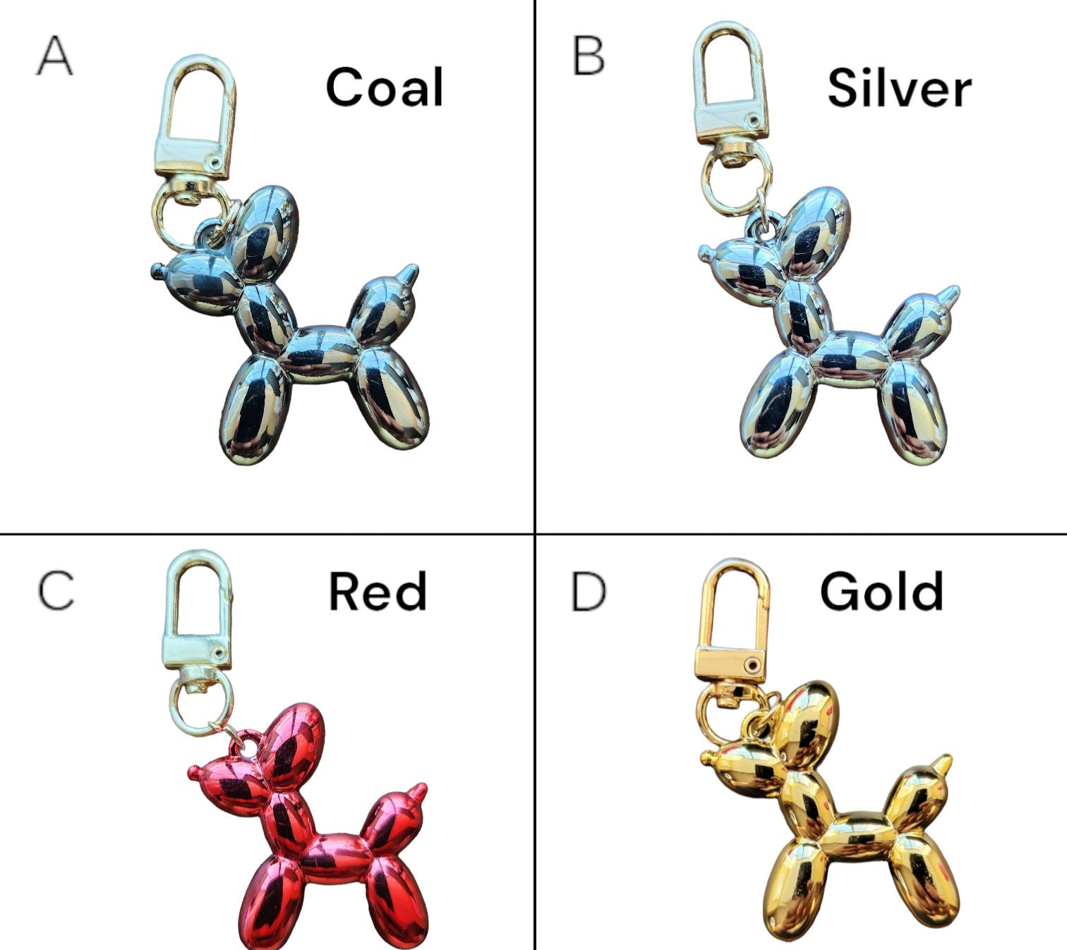 Metallic Balloon Dog Keychain | Chrome Keychain Charm | Cute Dog Bag ...