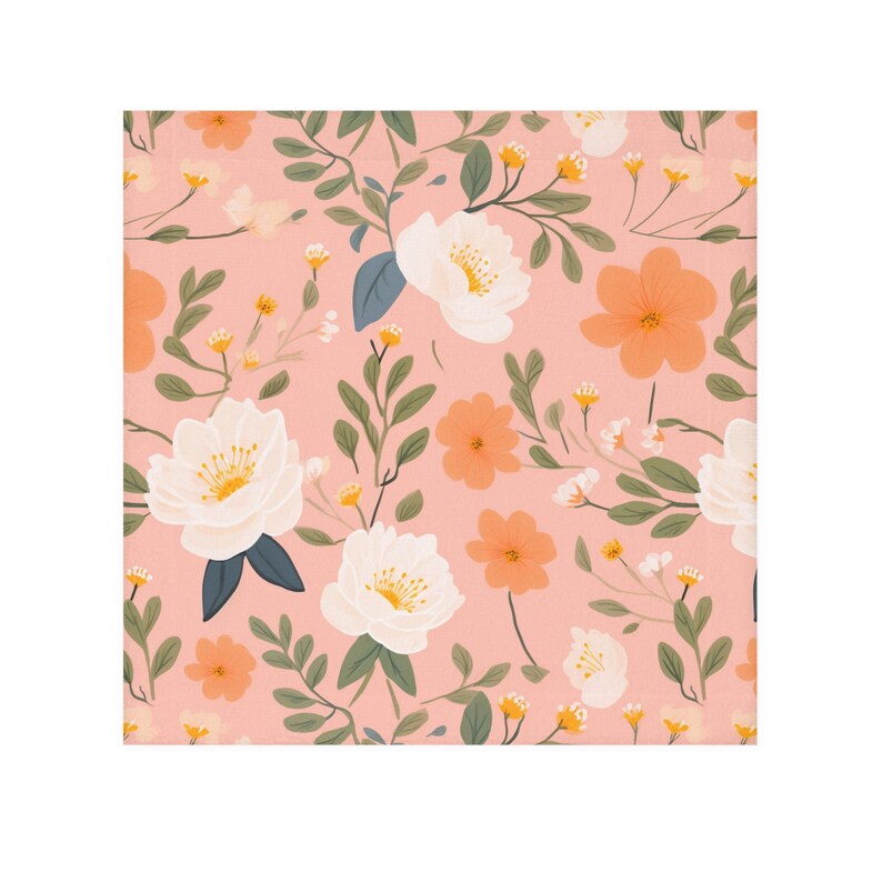 Peach Colored Flowers Face Towel Floral Bath Towel Hand Towel Washcloth ...
