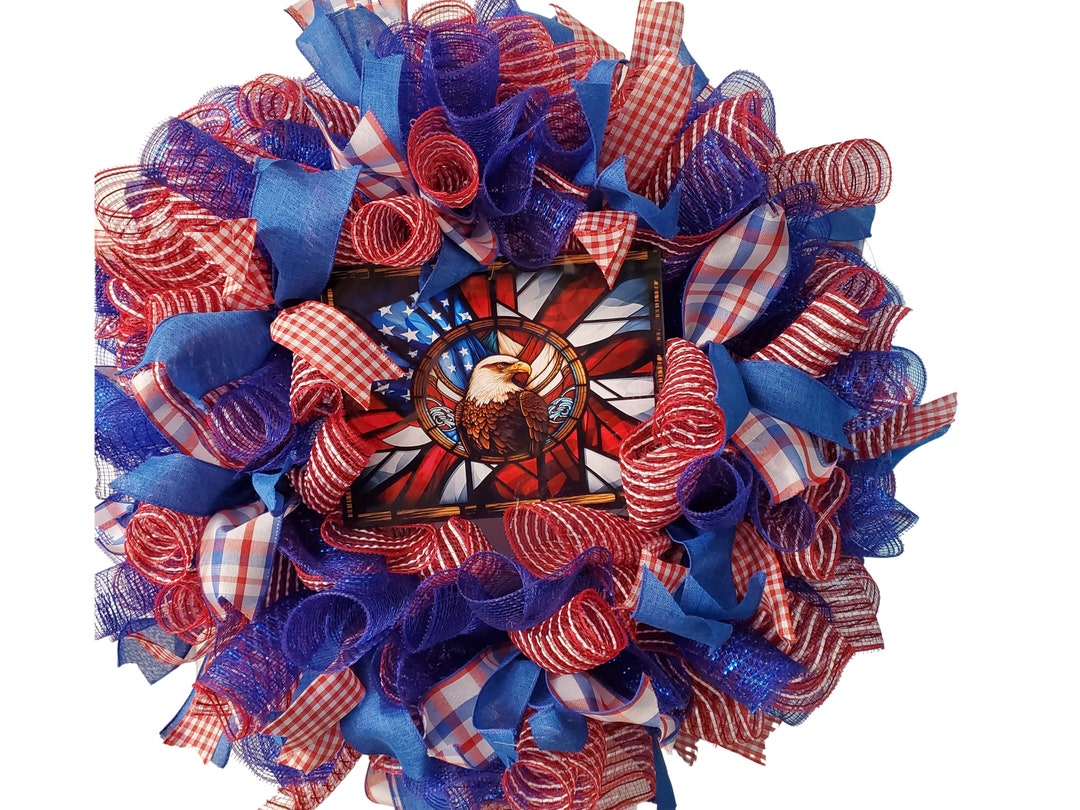 Handmade Patriotic Wreath -red, White, and Blue American Eagle Door ...
