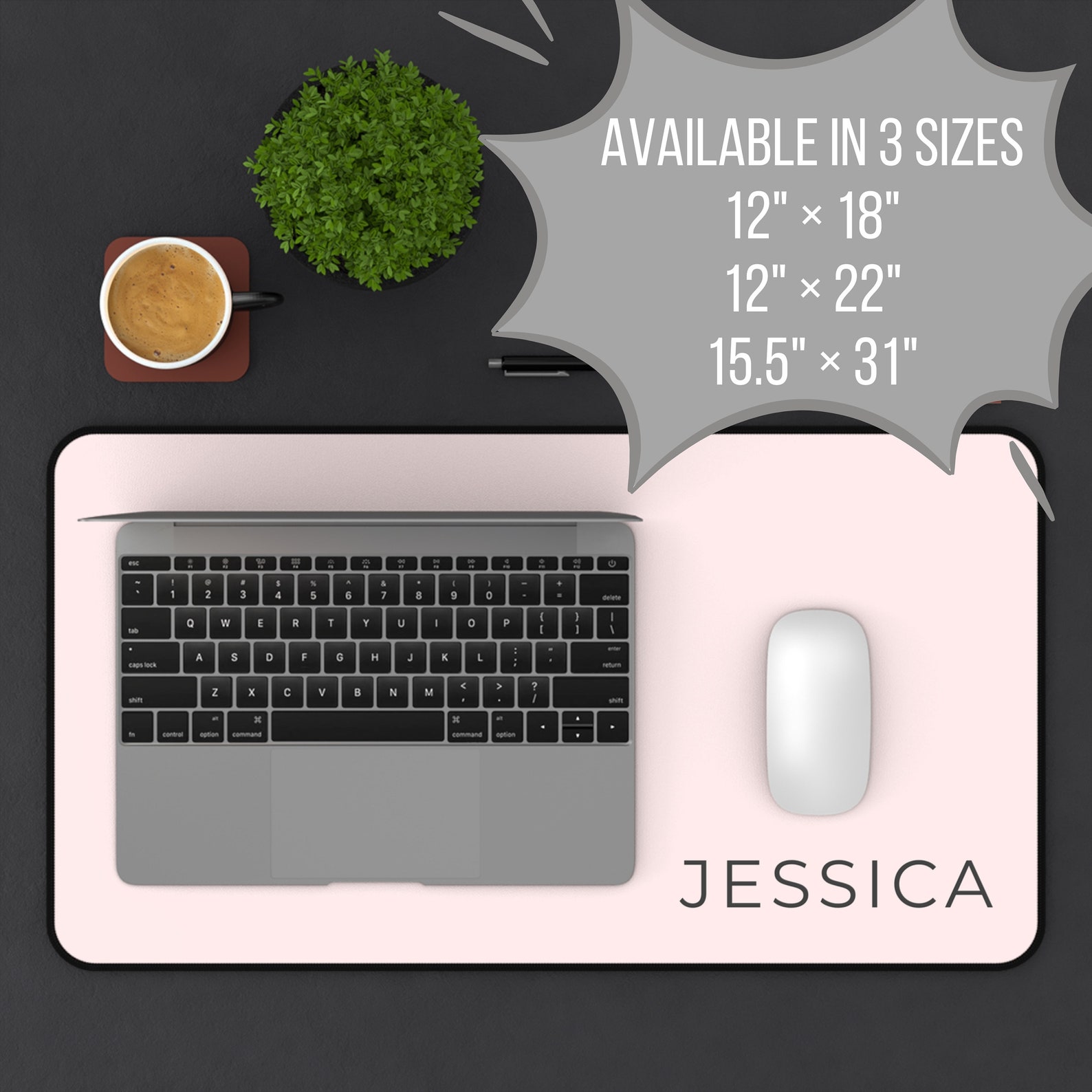 Customizable Desk Mat Personalized Name, Background Color, Font Home ...