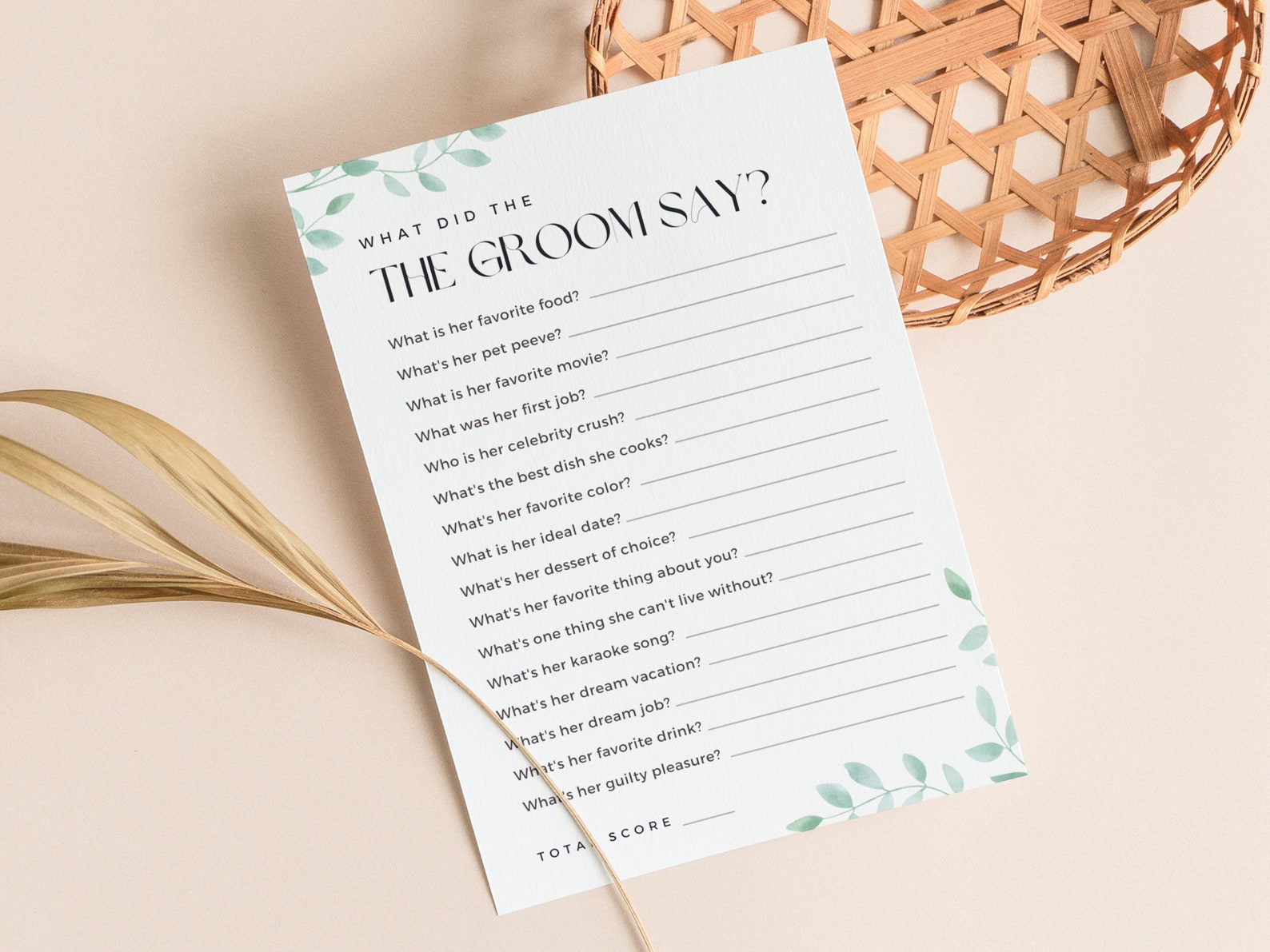 Quiz the Groom Bachelorette Party Game, What Did the Groom Say Game ...