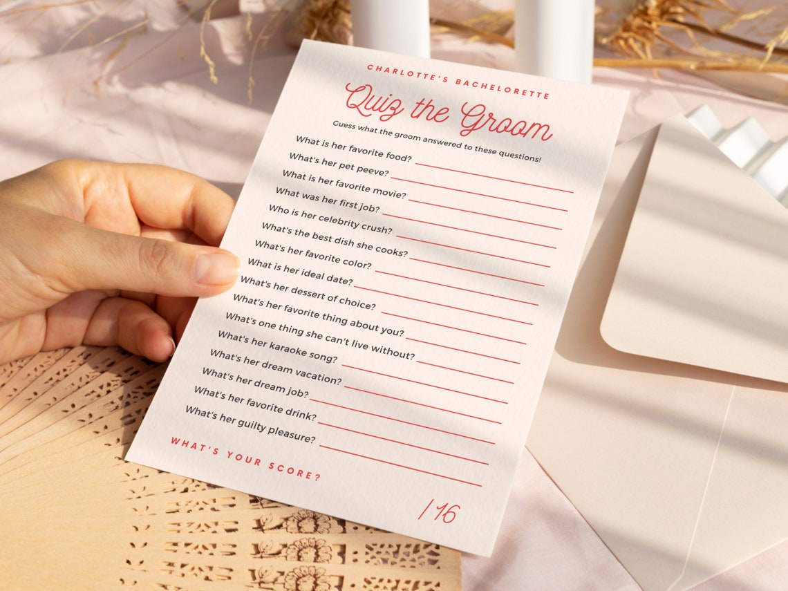 Quiz the Groom Bachelorette Party Game, What Did the Groom Say Game ...