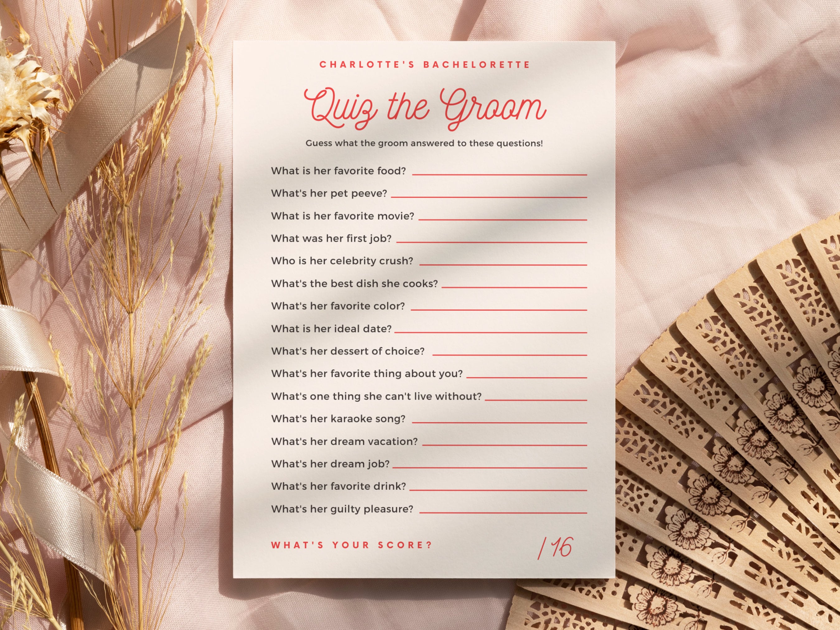 Quiz the Groom Bachelorette Party Game, What Did the Groom Say Game ...
