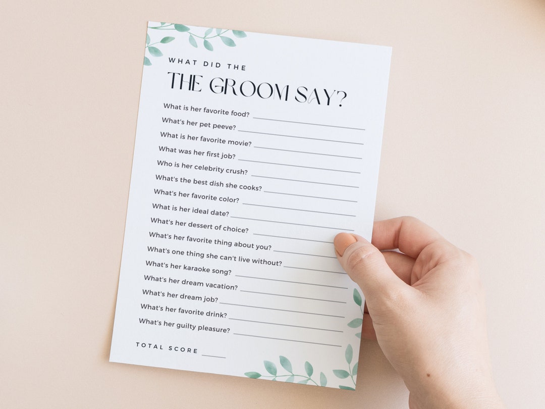 Quiz the Groom Bachelorette Party Game, What Did the Groom Say Game ...