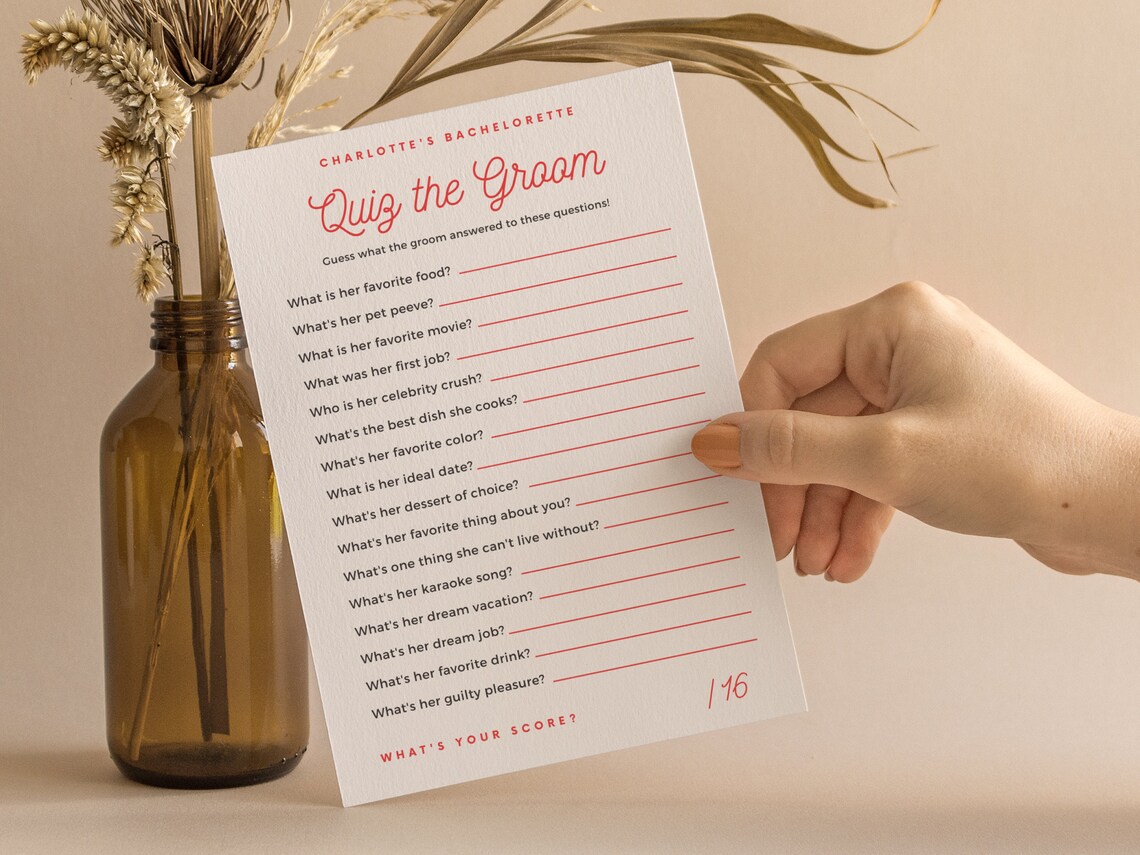 Quiz the Groom Bachelorette Party Game, What Did the Groom Say Game ...