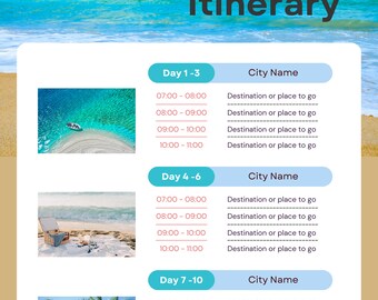 Family Vacation Itinerary Template Family Trip Schedule Planner ...