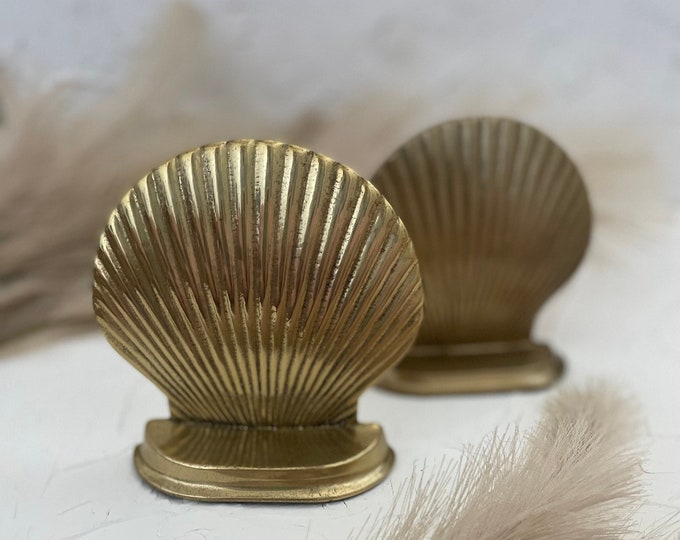 Vintage Brass Shell Book Ends - Etsy