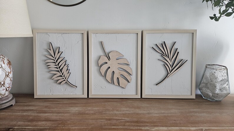 3D Plaster Botanical Wall Art Panel - Etsy