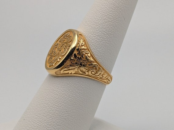 14k Solid ITALY Gold Signet Ring Yellow Gold Statemen… - Gem