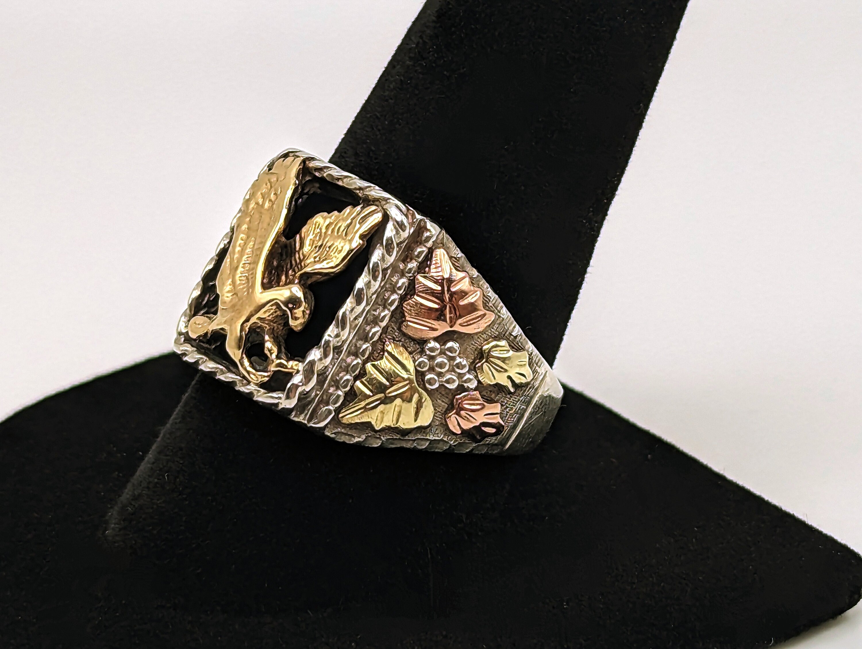 Black Hills Gold Sterling Silver 14k Flying Eagle Statement Ring ...