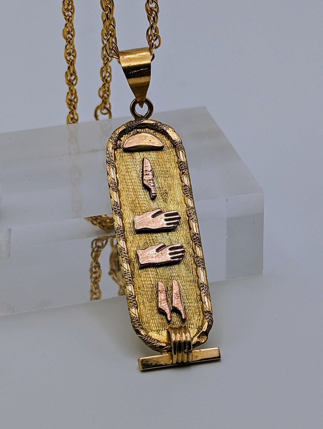 Large 18k Gold Egyptian Hieroglyphic Name TEDDY Cartouche Pendant. 18k ...