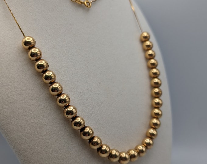 14k Yellow Gold Bead Chain Necklace. 30