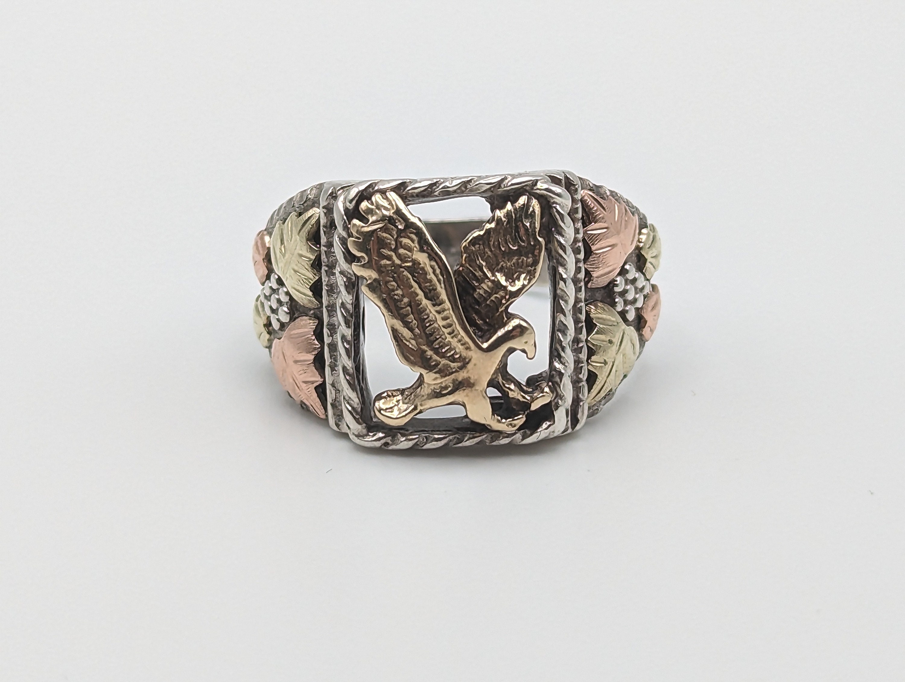 Black Hills Gold Sterling Silver 14k Flying Eagle Statement Ring ...