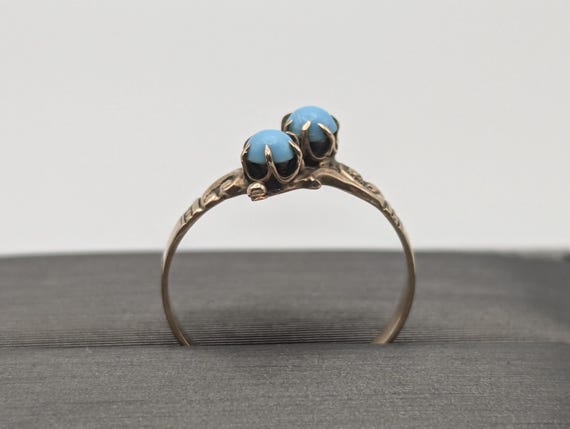 Antique 10k Turquoise Rose Gold Victorian Cluster Rin… - Gem