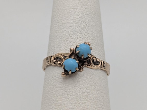 Antique 10k Turquoise Rose Gold Victorian Cluster Rin… - Gem