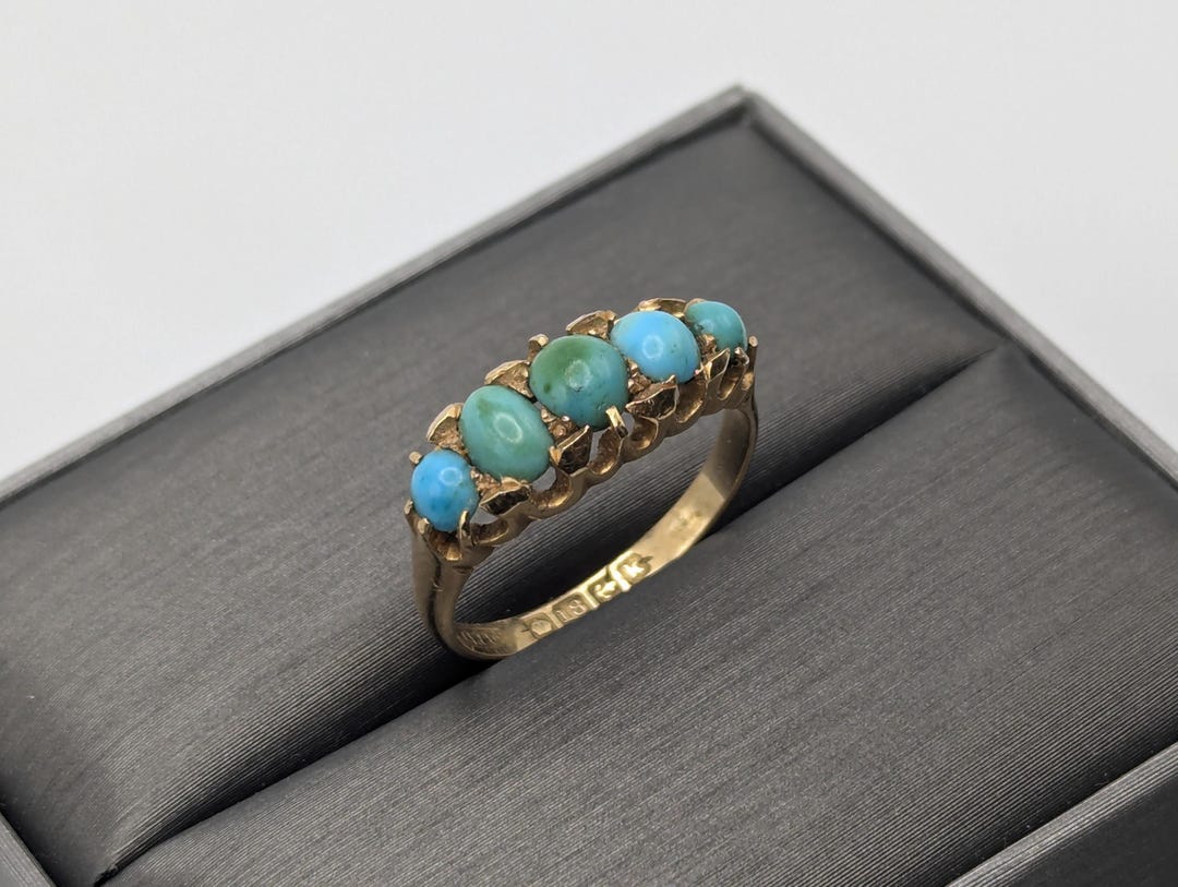 Antique 18k Turquoise Rose Gold Turquoise English Bermingham 1909 ...