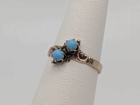 Antique 10k Turquoise Rose Gold Victorian Cluster Rin… - Gem