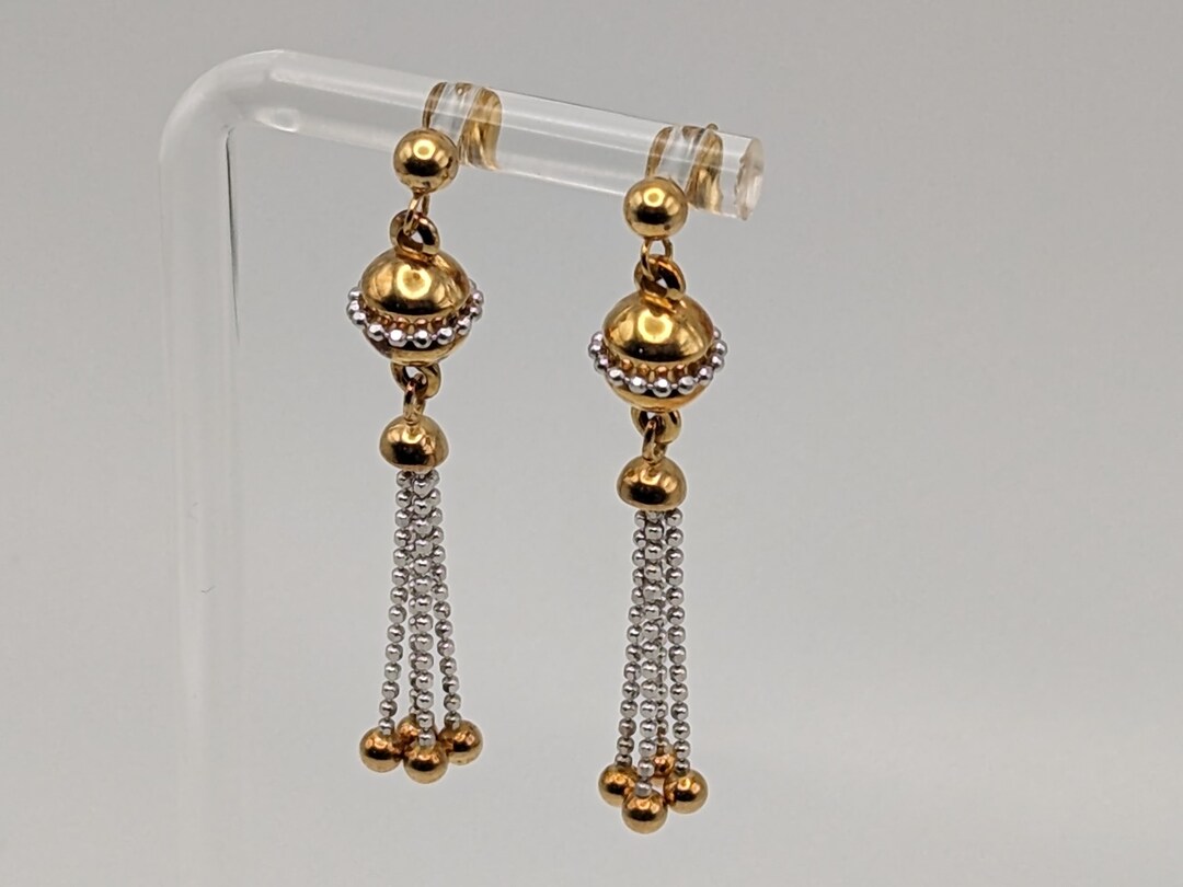 14k Yellow Gold Turkish Drop Dangel Beaded Earrings. 14k Dangel ...