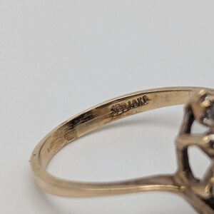 10k Yellow Gold Diamond Cluster Ring. Diamond Flower Band Wedding ...