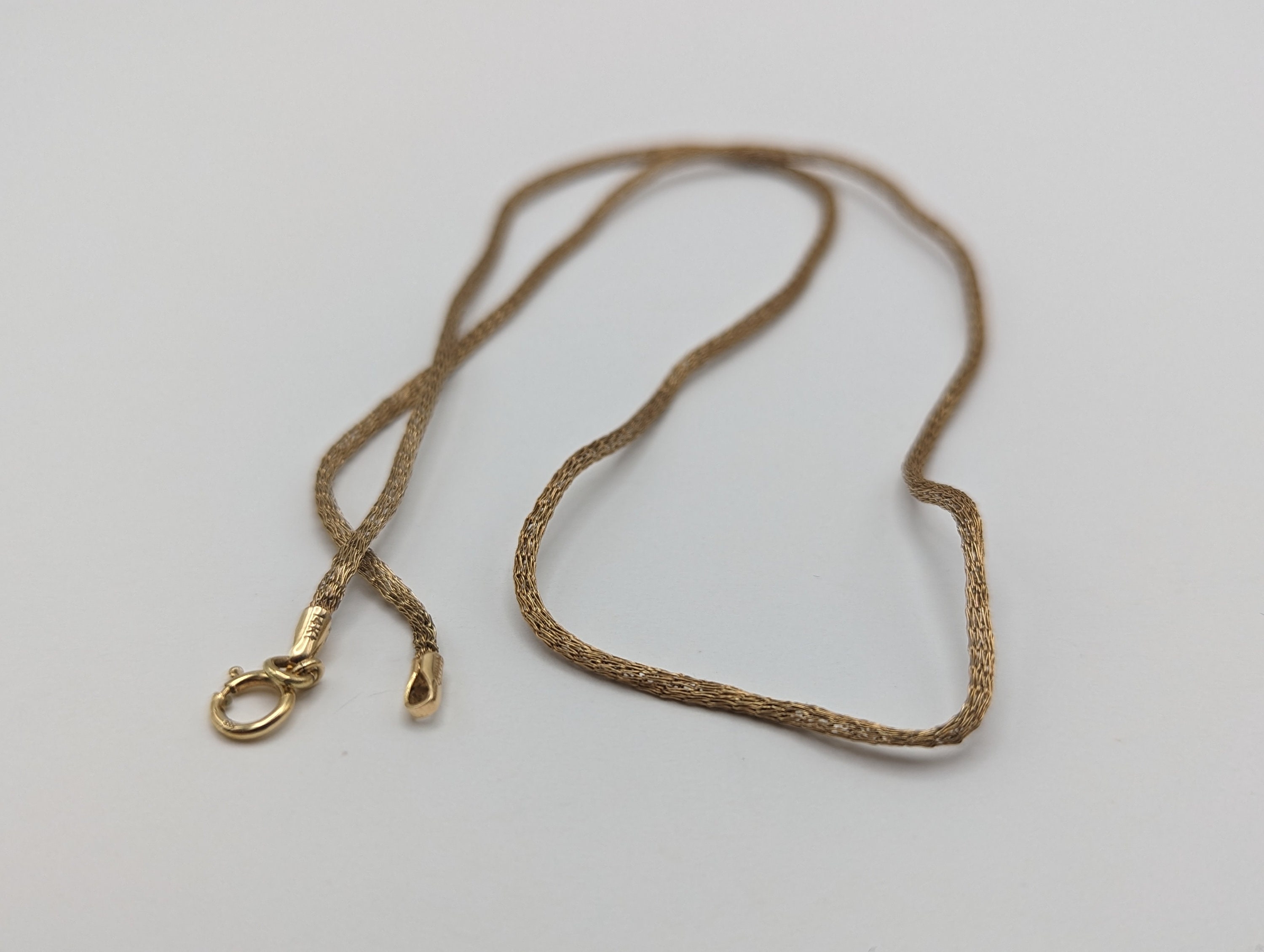 Unique 14k Italian MILOR Ladies Mesh Wire Necklace, 14k Round Cord ...