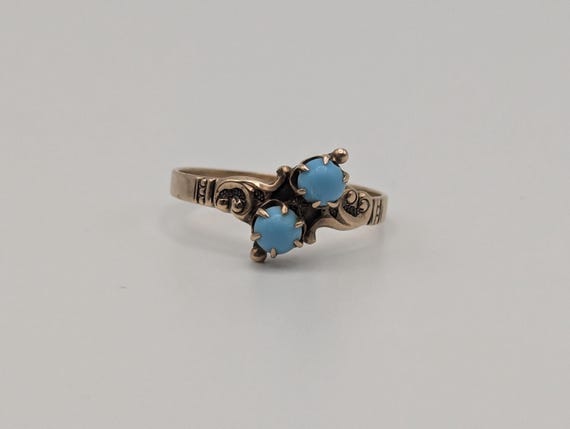 Antique 10k Turquoise Rose Gold Victorian Cluster Rin… - Gem