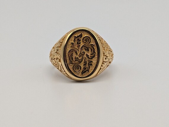 14k Solid ITALY Gold Signet Ring Yellow Gold Statemen… - Gem