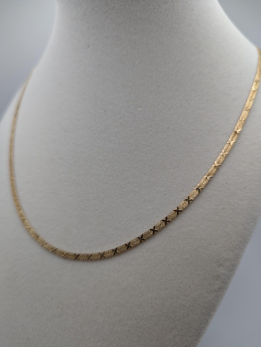 14k ITALY Solid Gold Omega Chain X Design Chain Gold Custom Necklace 20 ...