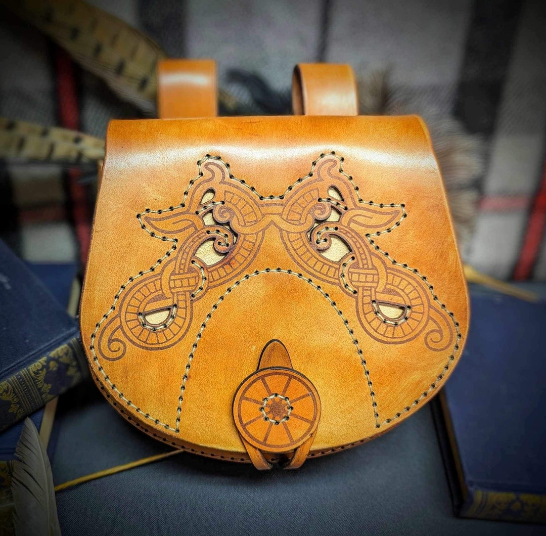 Viking Inspired Leather Satchel (medieval Belt Bag) - Etsy